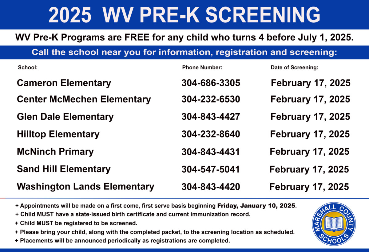 2025 Pre-K Registration Announced – Center McMechen Elementary School